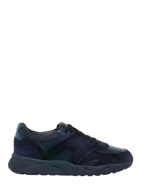Santoni Suede Paneled Sneakers - Blue
