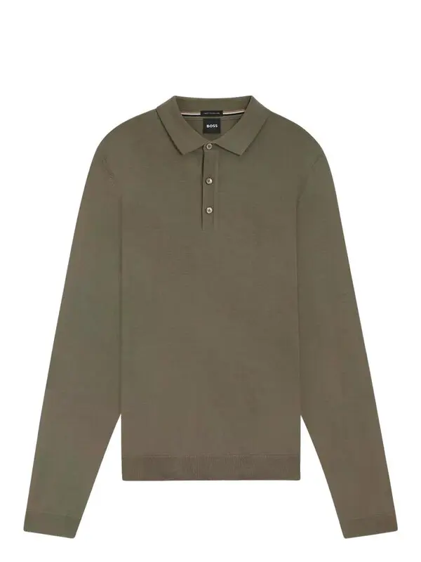 BOSS Buttoned Long-sleeve Polo Shirt - Green