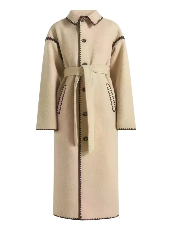 Manière De Voir Elora Whipstitch Belted Coat - Neutrals