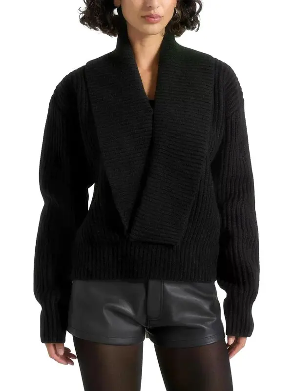 Manière De Voir Azra Plunge Knit Sweater - Black