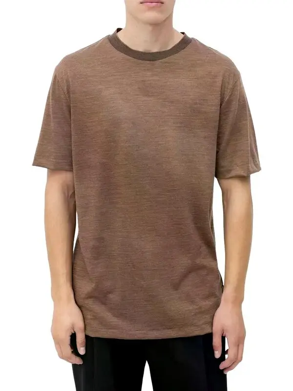 BOSS Crew-neck Cotton T-shirt - Brown