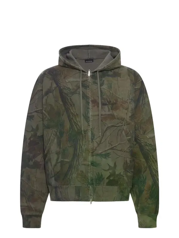 Balenciaga Zipped Camouflage Hoodie - Green