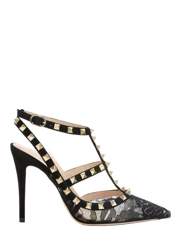 Valentino Garavani 100mm Rockstud Lace Pumps - Black