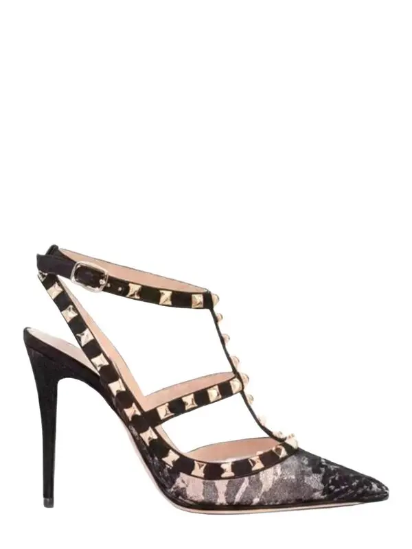 Valentino Garavani Rockstud Lace Pumps With Straps - Black