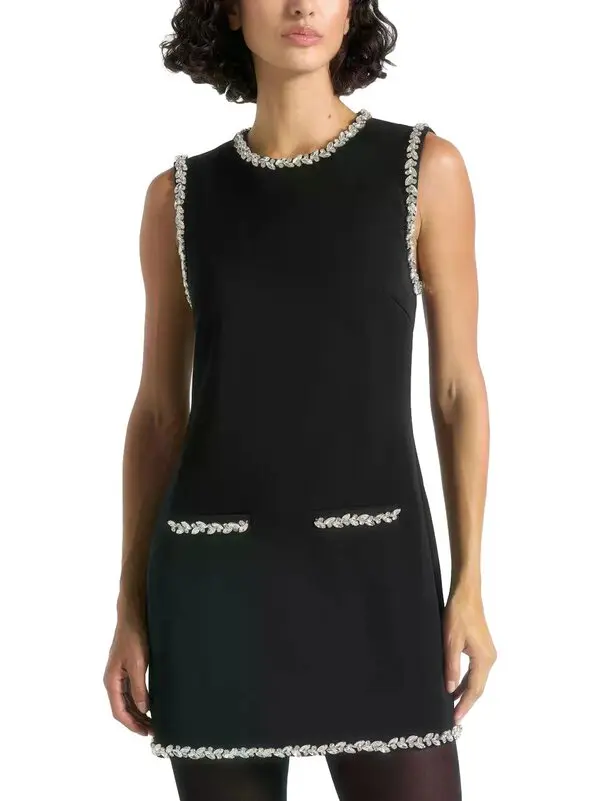 Manière De Voir Cia Crystal Embellished Pocket Mini Dress - Black
