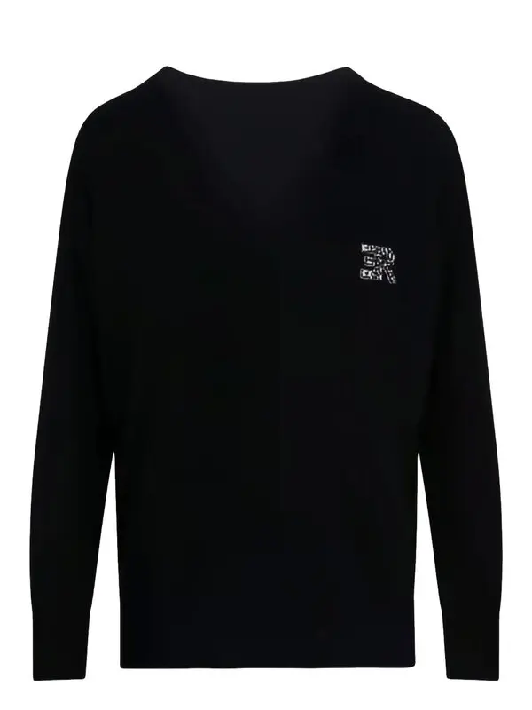 ERMANNO FIRENZE Appliqué V-neck Knitwear - Black