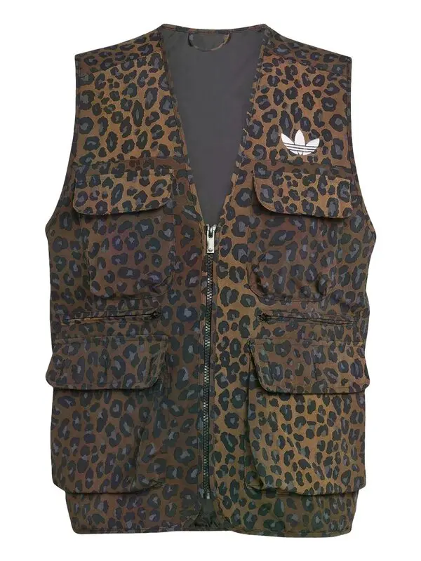 Adidas Leopard-print Gilet - Brown