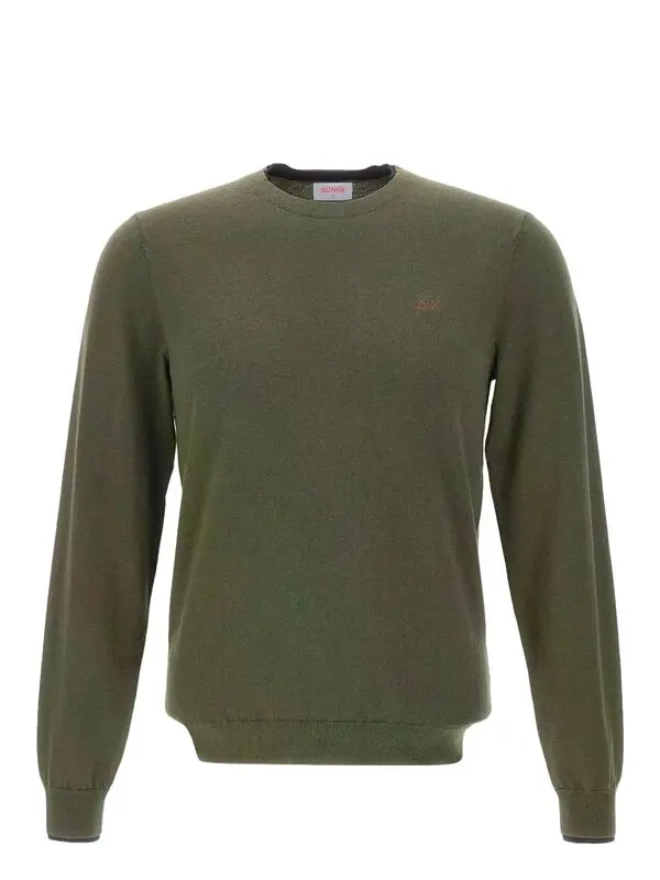 SUN 68 Crew-neck Sweater With Embroidered Logo - Green