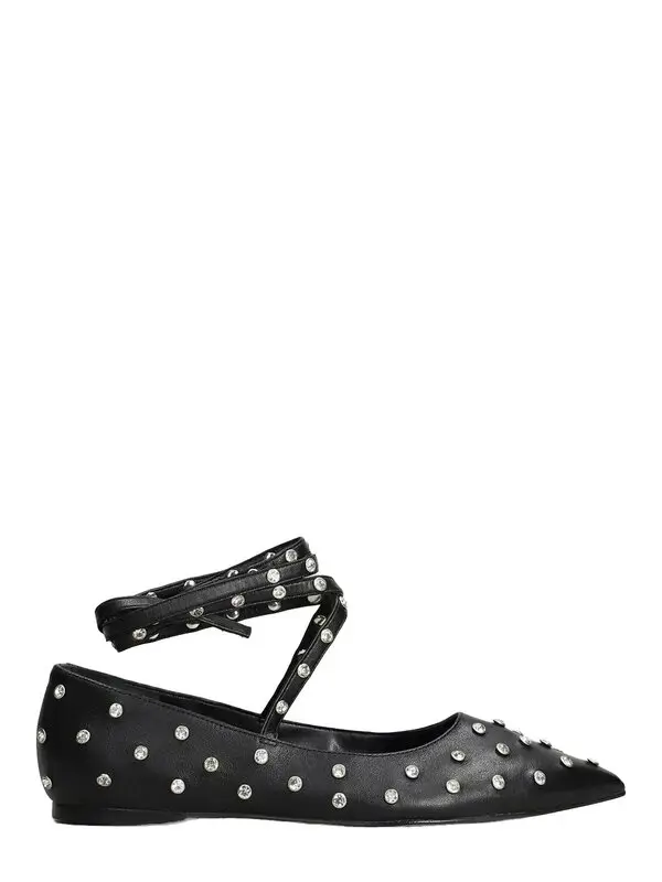 ANDREA CARRANO Studded Wraparound Ballet Flats - Black