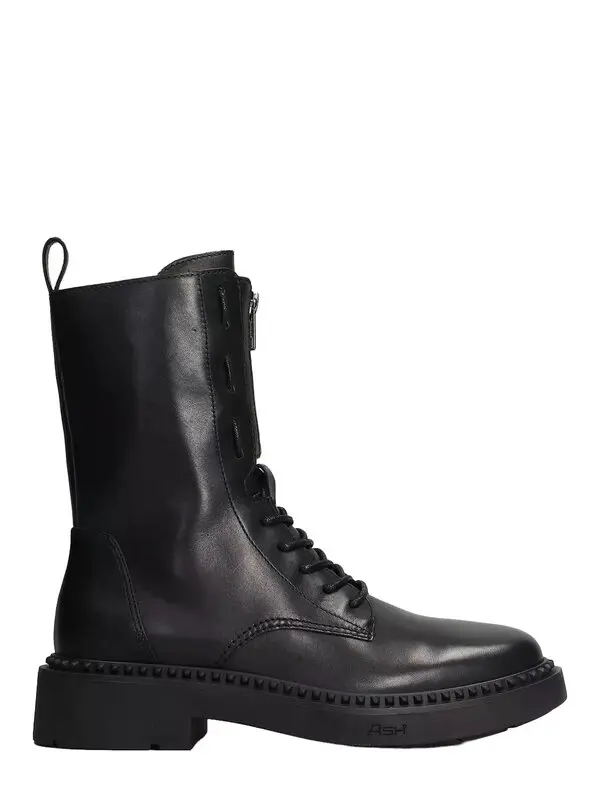 Ash Lace-up Zip Boots - Black