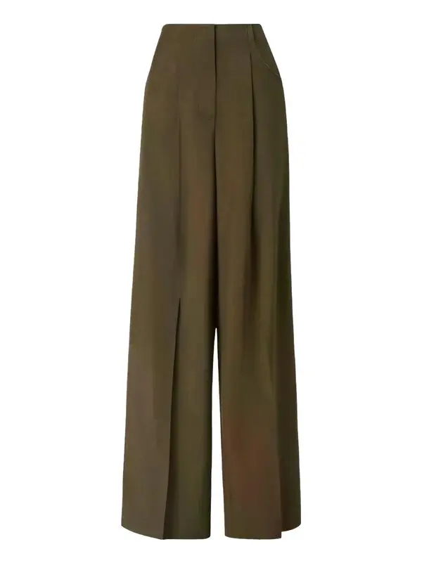 Fendi Pleat-detail Wide-leg Trousers - Green