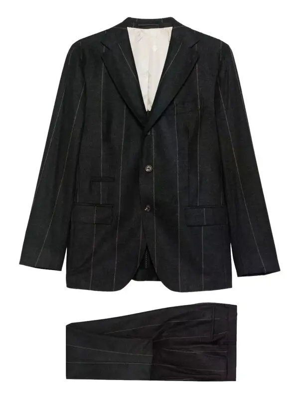 Eleventy Striped Blazer - Black