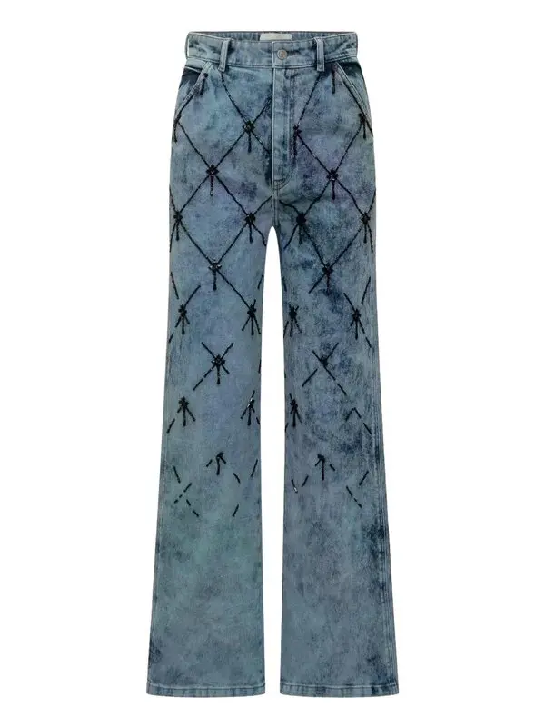 DES_PHEMMES Embroidered Jeans - Blue