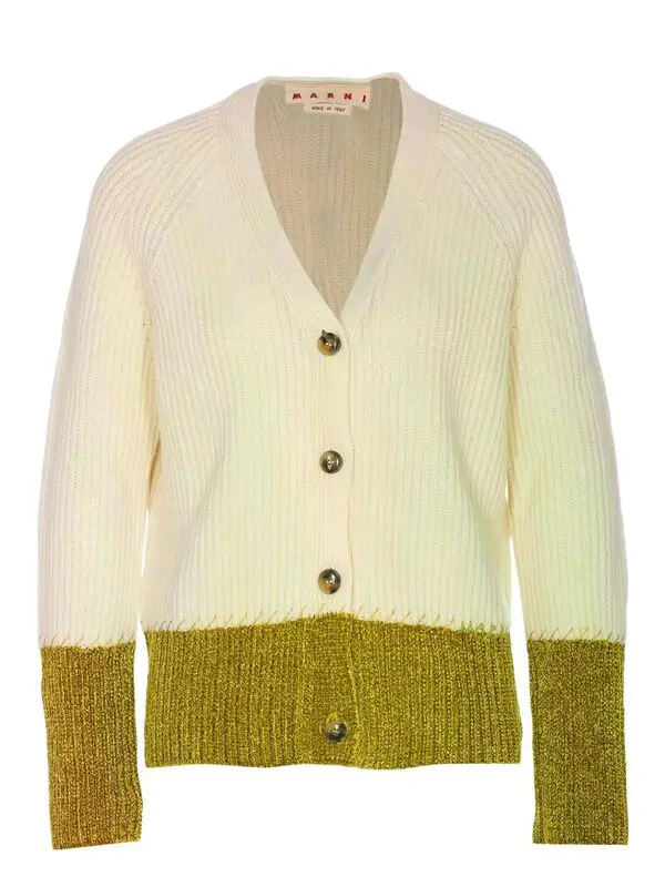 Marni Ribbed Button Cardigan - Neutrals