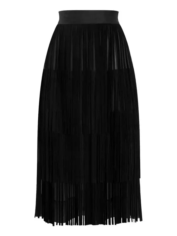 Dolce & Gabbana Fringed Organza Skirt - Black