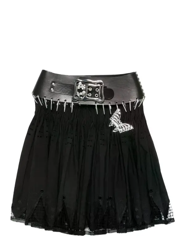 CHOPOVA LOWENA Butterfly-appliqué Carabiner Skirt - Black