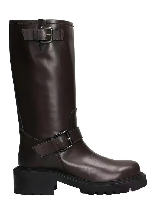 VIA ROMA 15 50mm Buckle Platform Boots - Brown