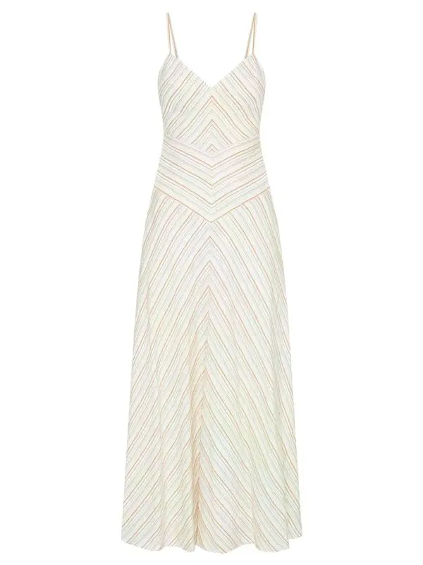 Anna Quan Nara Stripe V-neck Slip Dress - Neutrals