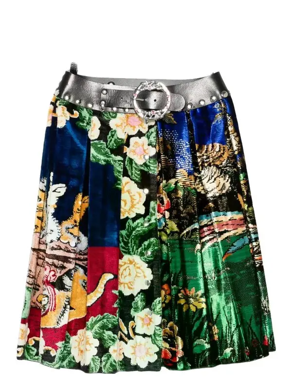CHOPOVA LOWENA Graphic-print Belted Skirt - Multicolour