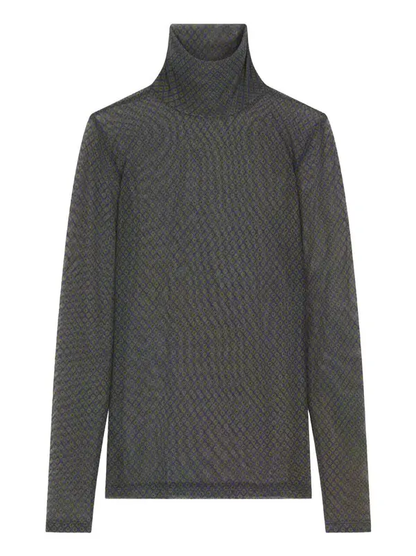Dries Van Noten Printed Turtleneck Top - Blue