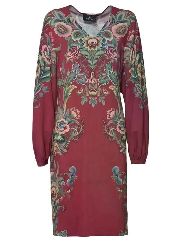 Etro Floral Print V-neck Dress - Red