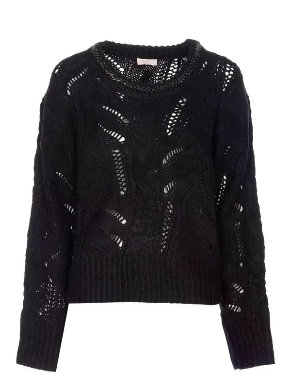 Liu Jo Knitted Sweater With Chain Embellishments - Black