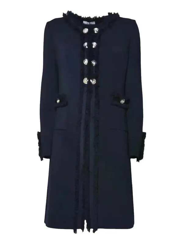 CHARLOTT Fringed Buttoned Coat - Blue