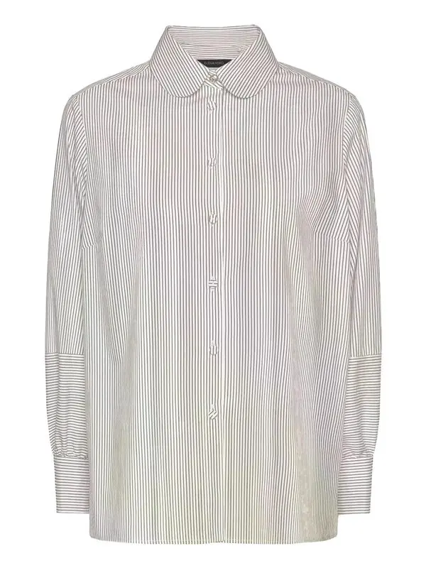 ELENA MIRO` Striped Round-collar Shirt - White