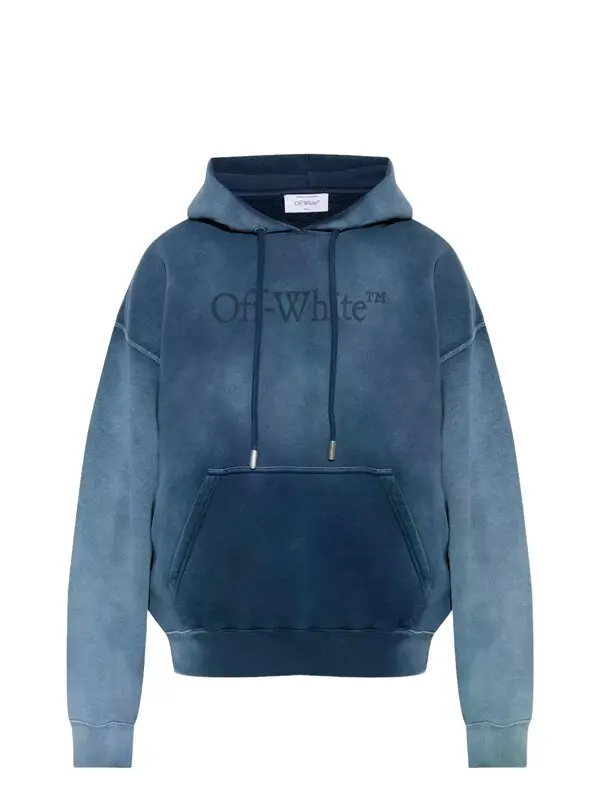 Off-White Logo-print Cotton Hoodie - Blue