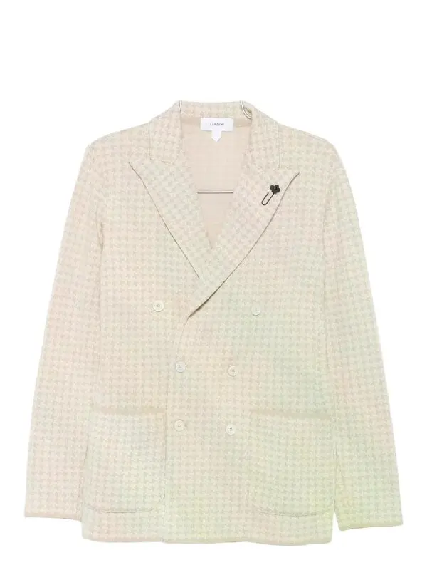 LARDINI Double-breasted Houndstooth Jacket - Neutrals