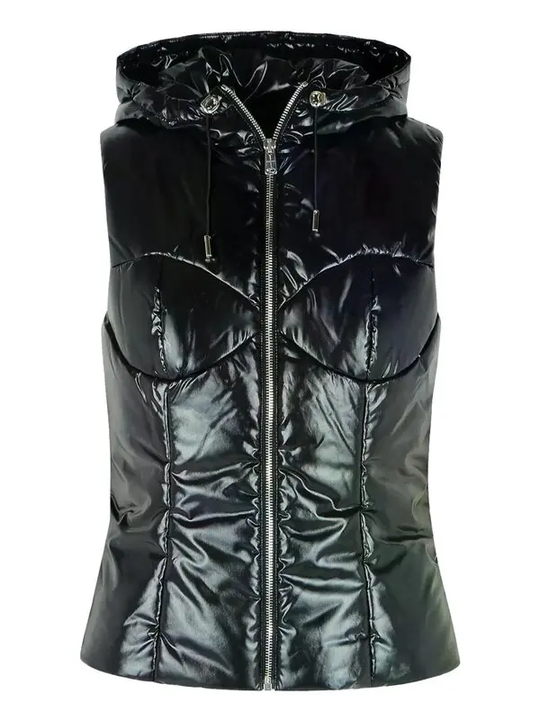 Coperni Drawstring Hood Zip Vest - Black