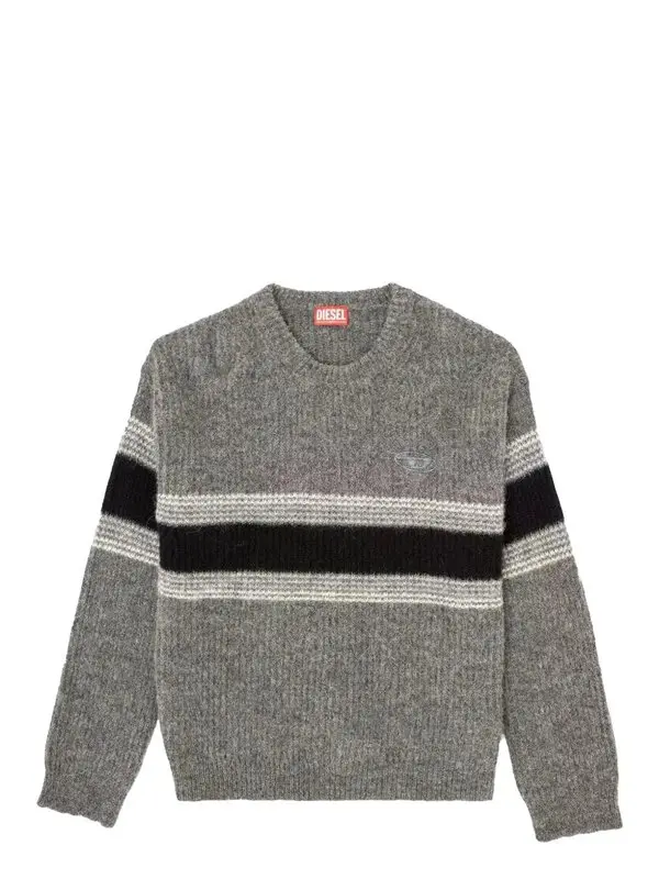 Diesel Striped Embroidered K-soren Sweater - Grey