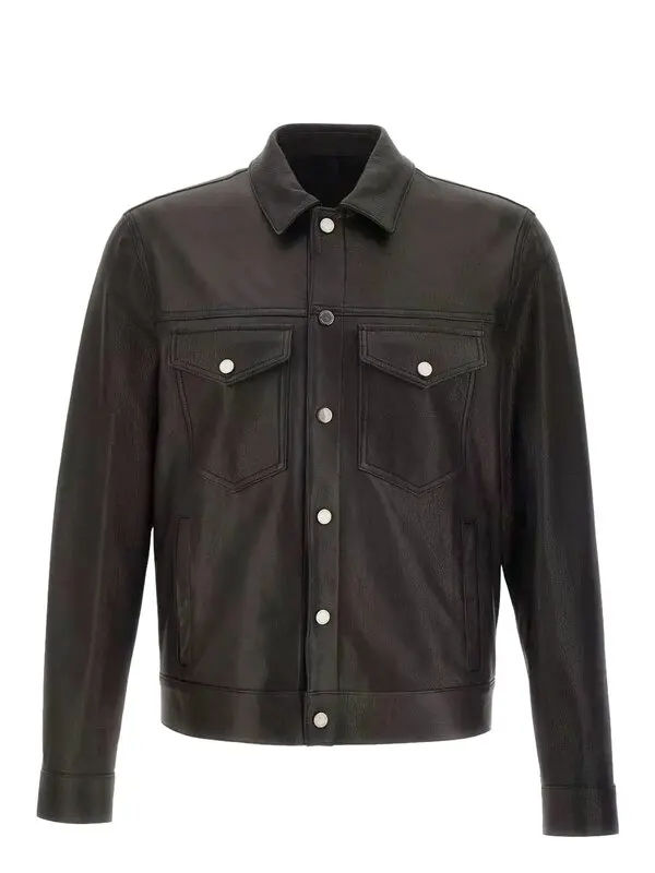 Tagliatore Leather Shirt Jacket - Black