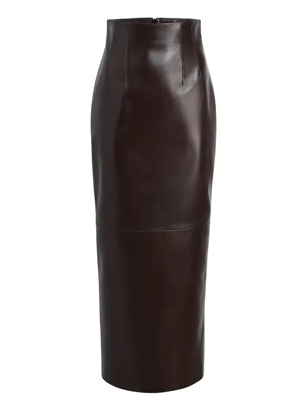 Khaite Loxley Leather Maxi Skirt - Brown