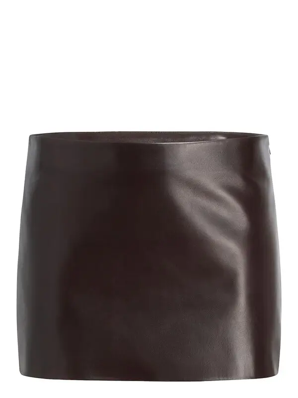 Khaite Jett Mid-rise Plonge Leather Mini Skirt - Brown