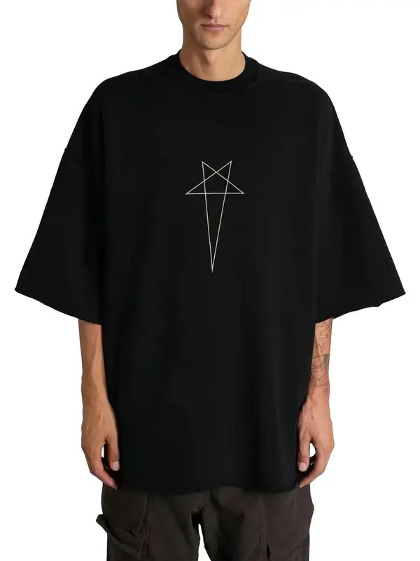 Rick Owens Star-motif Raw-hem T-shirt - Black