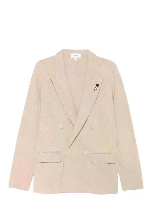 LARDINI Double-breasted Textured Jacket - Neutrals