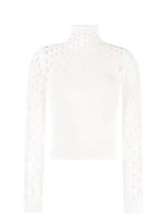 Valentino Garavani Openknit Rollneck Top - Neutrals