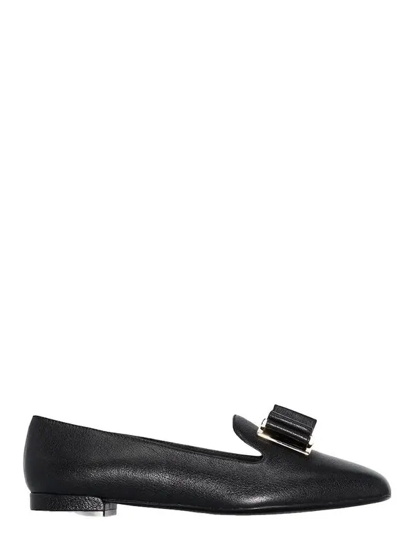 FERRAGAMO Zaneta Doublebow Moccasins - Black
