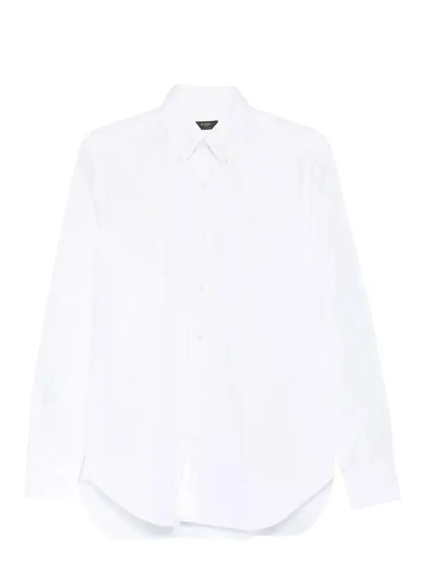 BARBA NAPOLI Button-down Long-sleeve Shirt - White