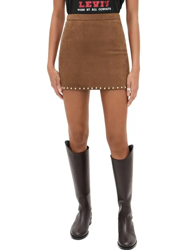 Moon River Moon Studded Mini Skirt - Camel