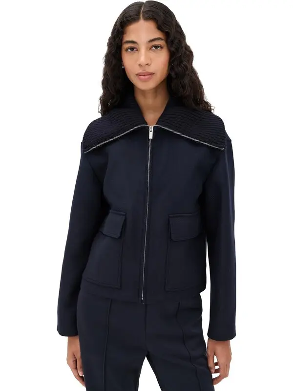 Theory Cozy Collared Jacket - Navy