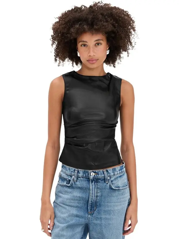 Joe's Jeans The Meg Vegan Leather Top - Black