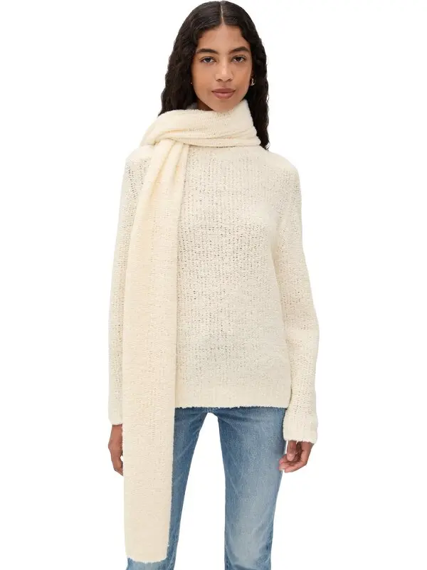 Staud Siren Sweater With Detachable Scarf - Ivory