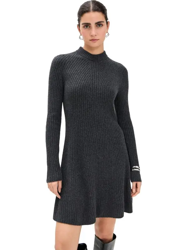 Theory Ribbed A-line Mini Dress - Charcoal