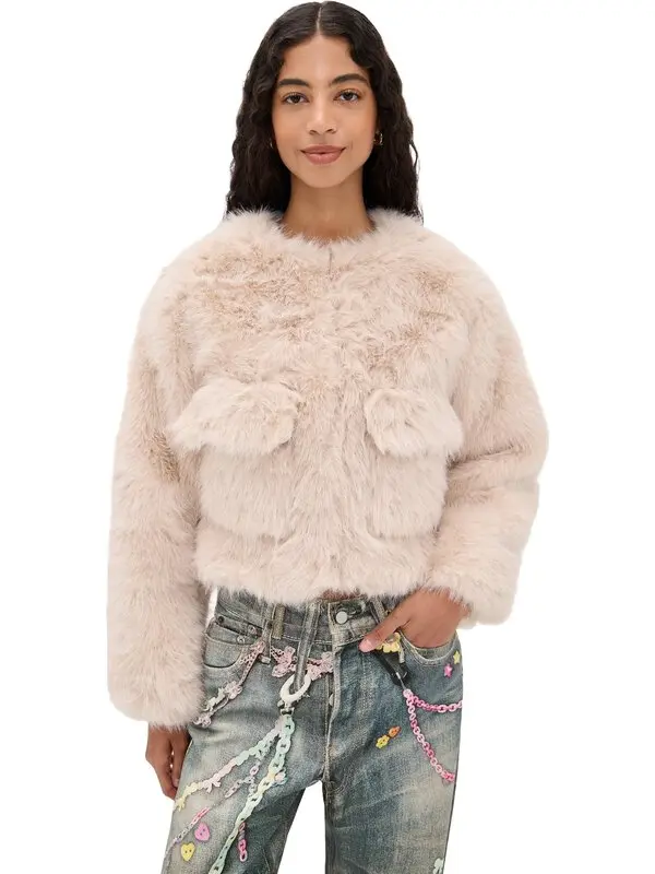 4TH & RECKLESS Faux Fur Jacket - Beige