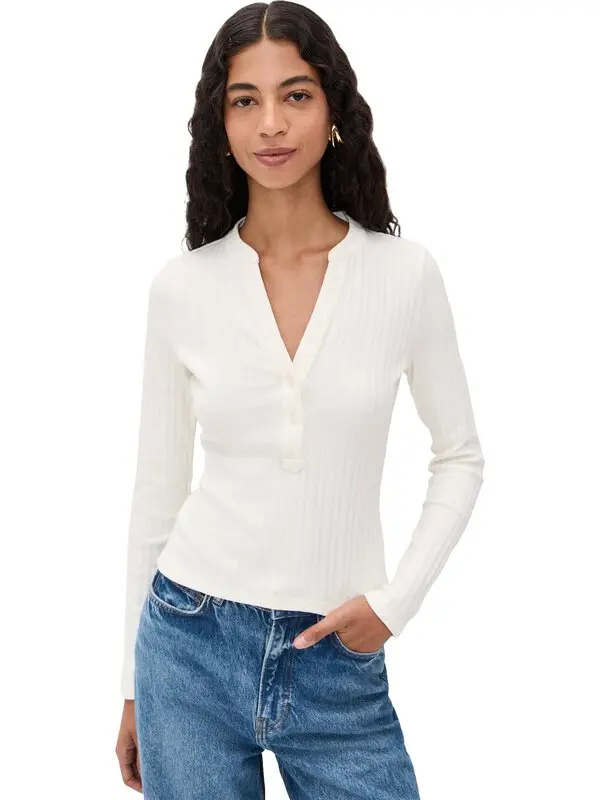 Veronica Beard Jocelyn Henley Top - Ivory