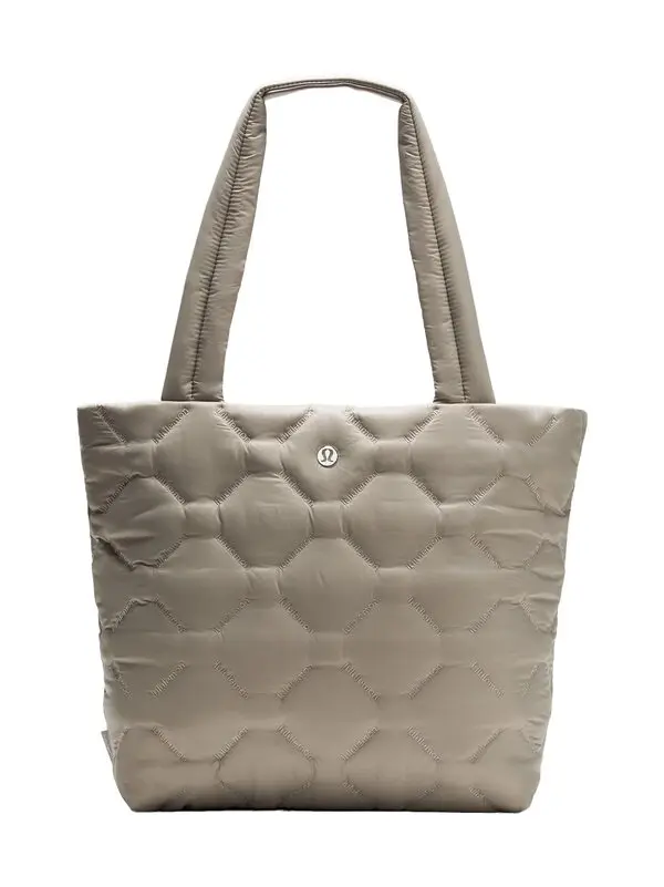 Lululemon Quilted Wordmark Tote Bag - Warm Ash Grey