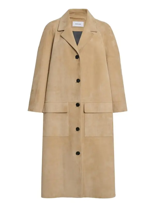FERRAGAMO Suede Car Coat - Neutral