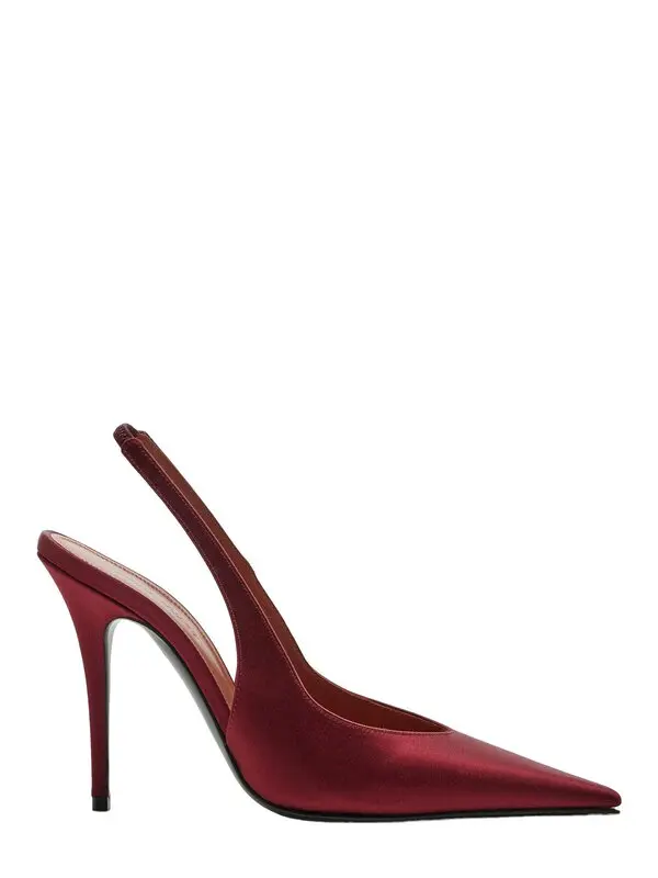 Amina Muaddi Anok Satin Slingback Pumps - Burgundy